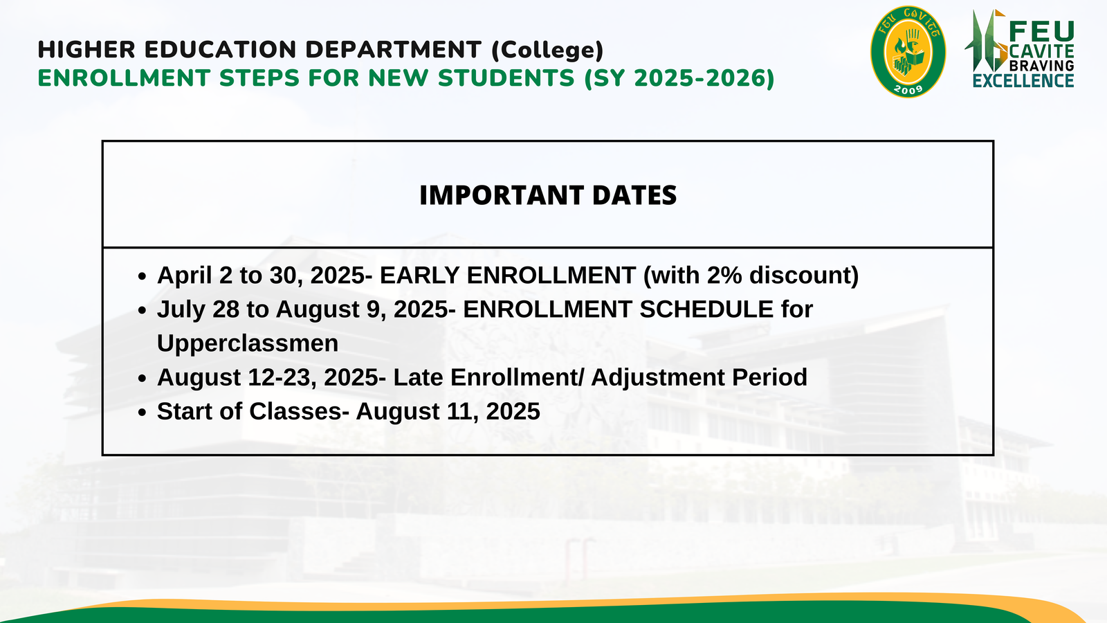 ENROLLMENT GUIDELINES FOR SY 2025-2026 - FEU CAVITE